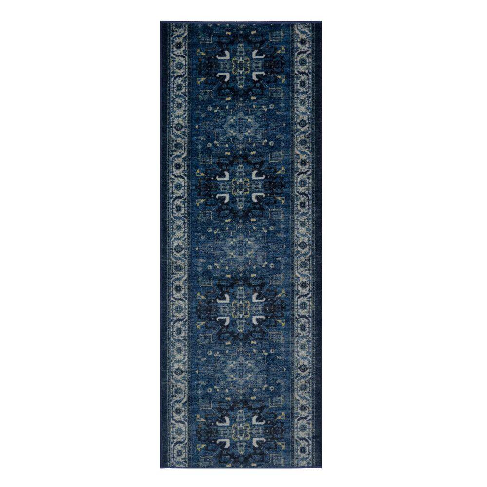 RugStylesOnline Antique Collection Series Medallion Navy Blue 35 in. x ...