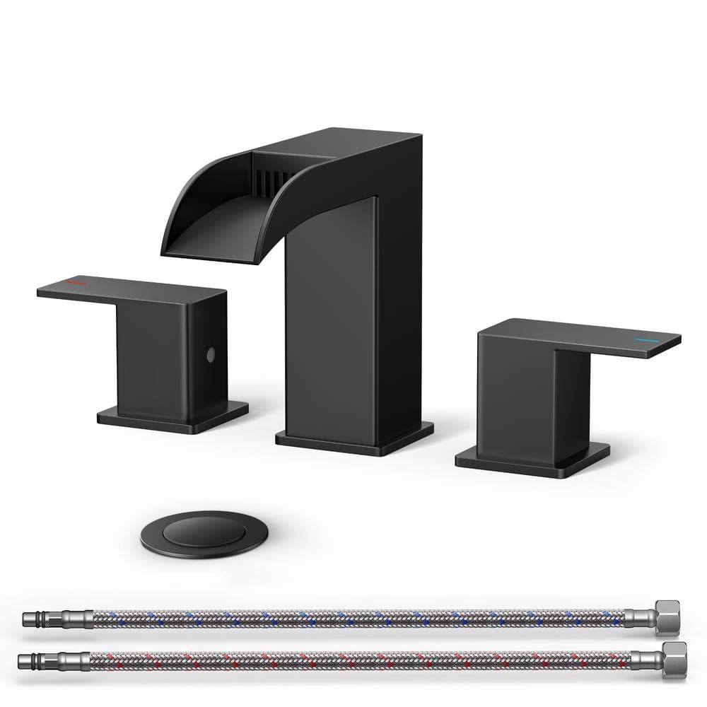 androme Waterfall 8 in. Widespread Double Handle 3-Hole Bathroom Faucet ...