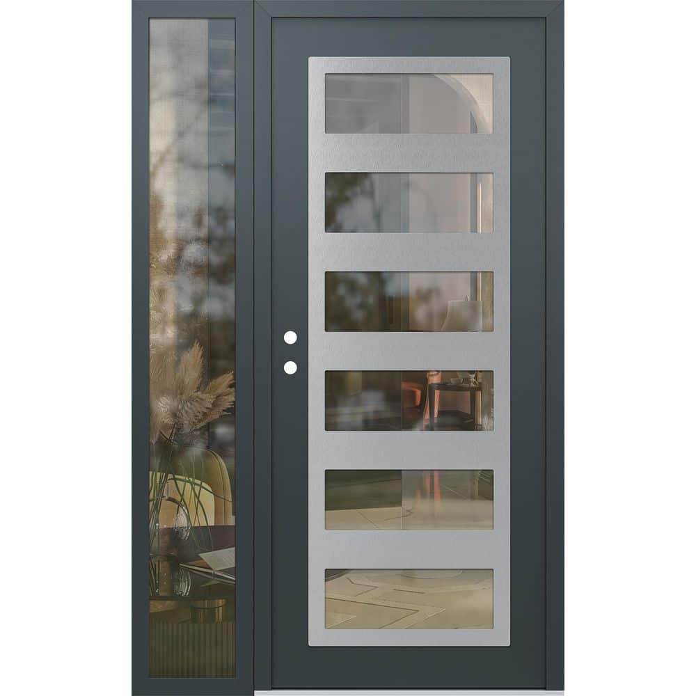 Tessari Doors C9 48 in. x 80 in. Silver P Right-Hand/Inswing Clear ...
