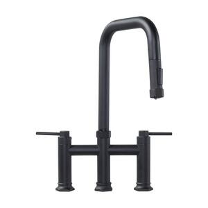 AVITAS 3 Patterns Double Handle Pull Down Bridge Kitchen Faucet with ...