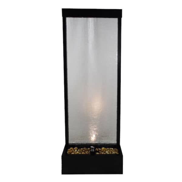 XBRAND 47 in. Indoor Wall-Mounted Waterfall Mirror Fountain with LED ...