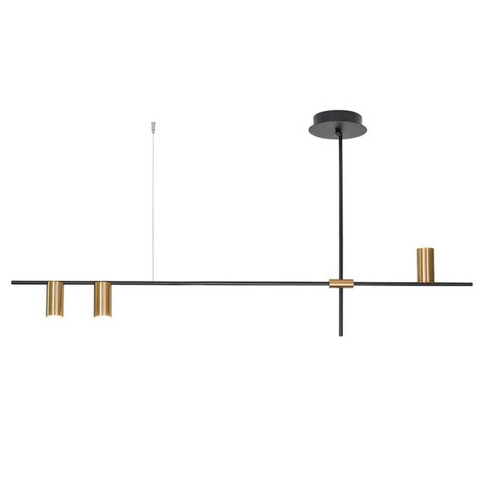 OUKANING 3-Light Black and Gold Mid-Century Modern Island Pendant Light ...