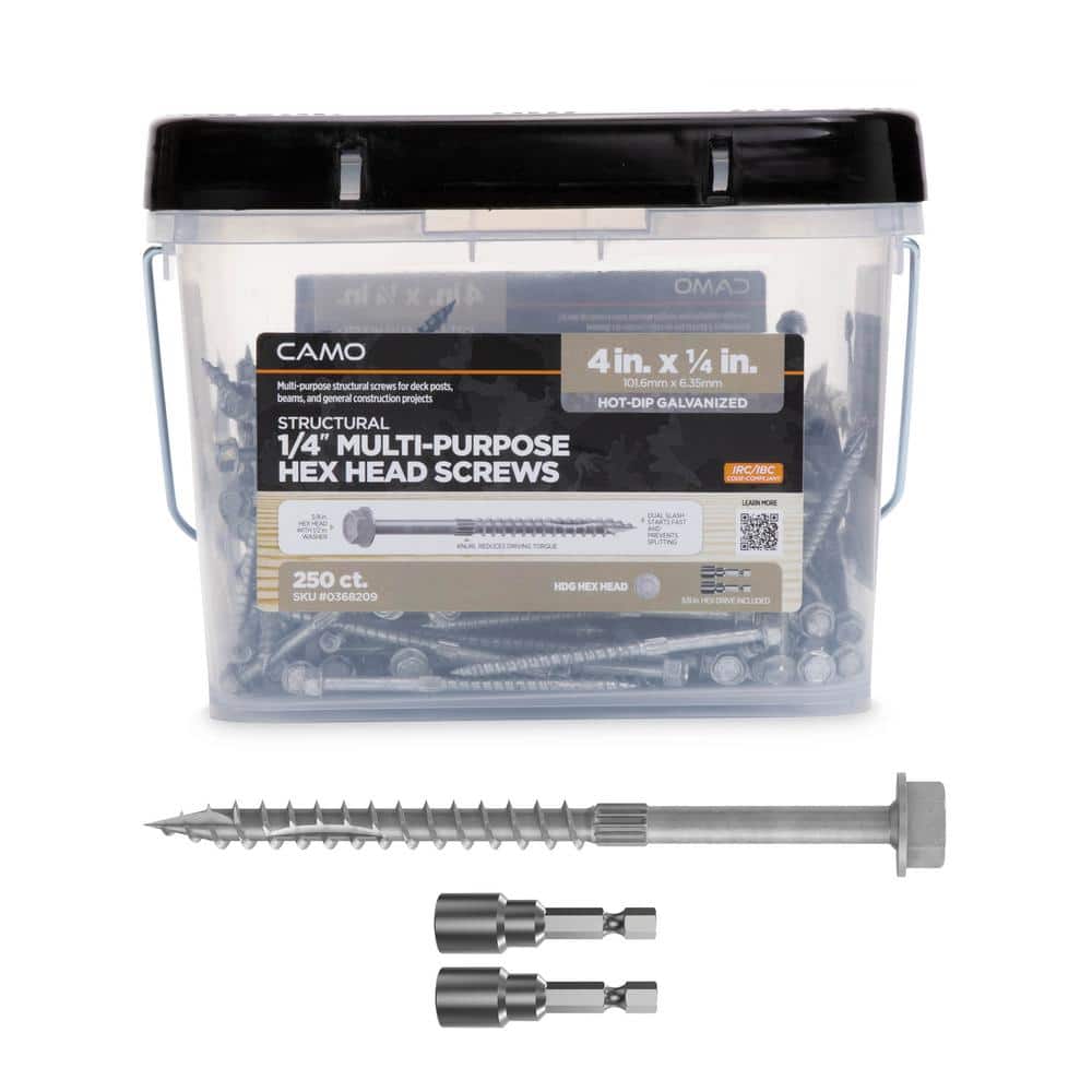 CAMO 1/4 in. x 4 in. Hex Head Multi-Purpose Hex Drive Structural Wood ...