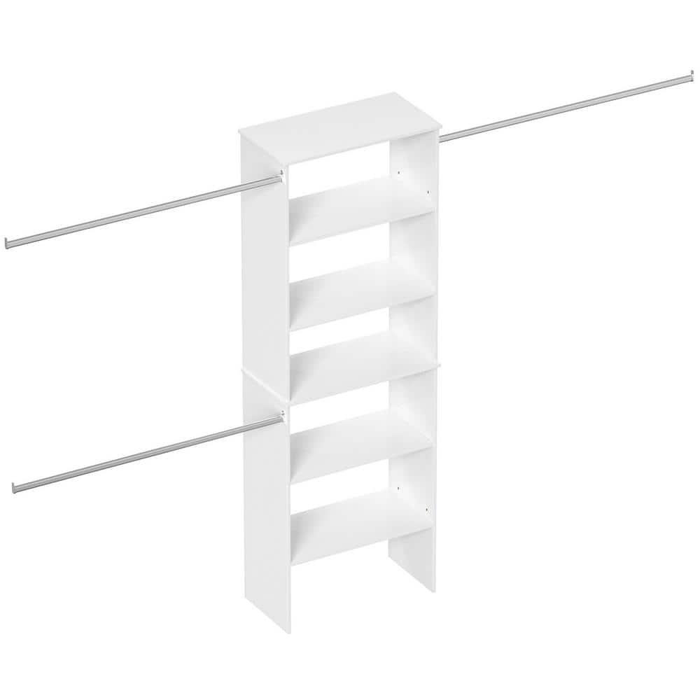 HOMEIBRO 17 in. White Walk-in Modular Wood Closet Organizer Tower ...