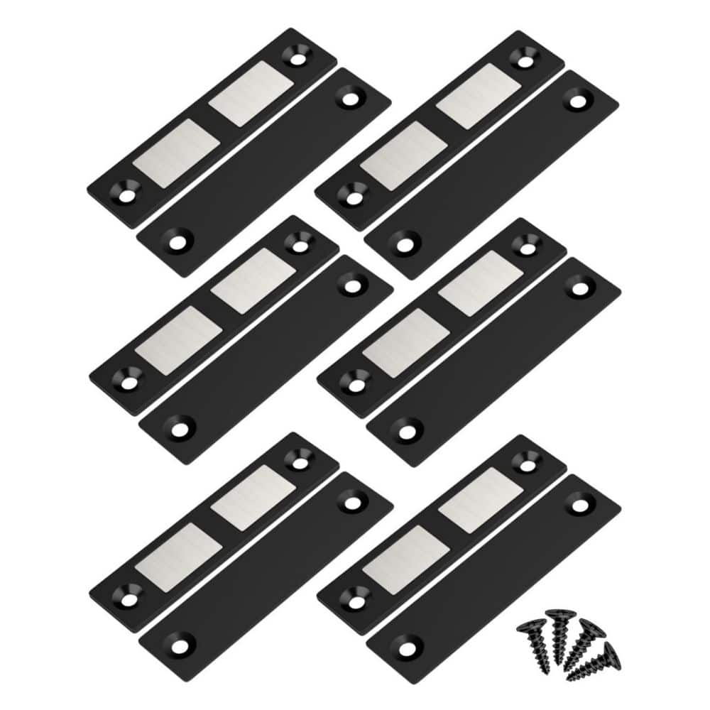 Numhew 6-Pack Black Ultra Thin Magnets Latch, Kitchen Door Magnetic ...
