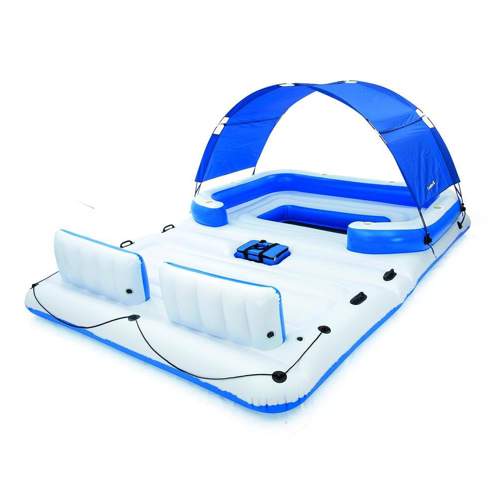 Bestway White Vinyl Rectangle CoolerZ Tropical Breeze 6-Person Floating ...