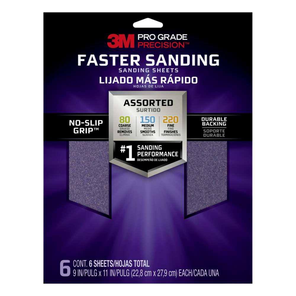 3M Pro Grade Precision 9 in. x 11 in. 80, 150, 220 Assorted Grits ...