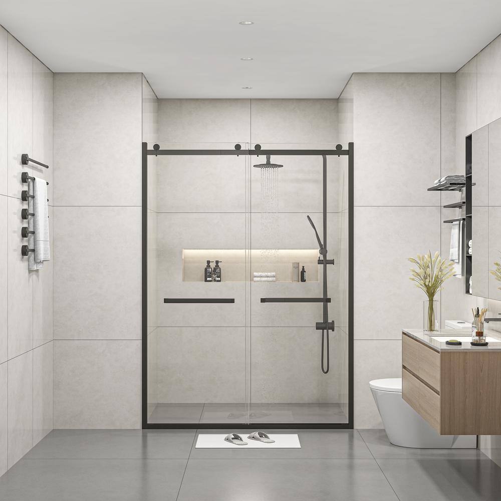 INSTER 60 in. W x 76 in. H Double Sliding Semi-Frameless Shower Door in ...