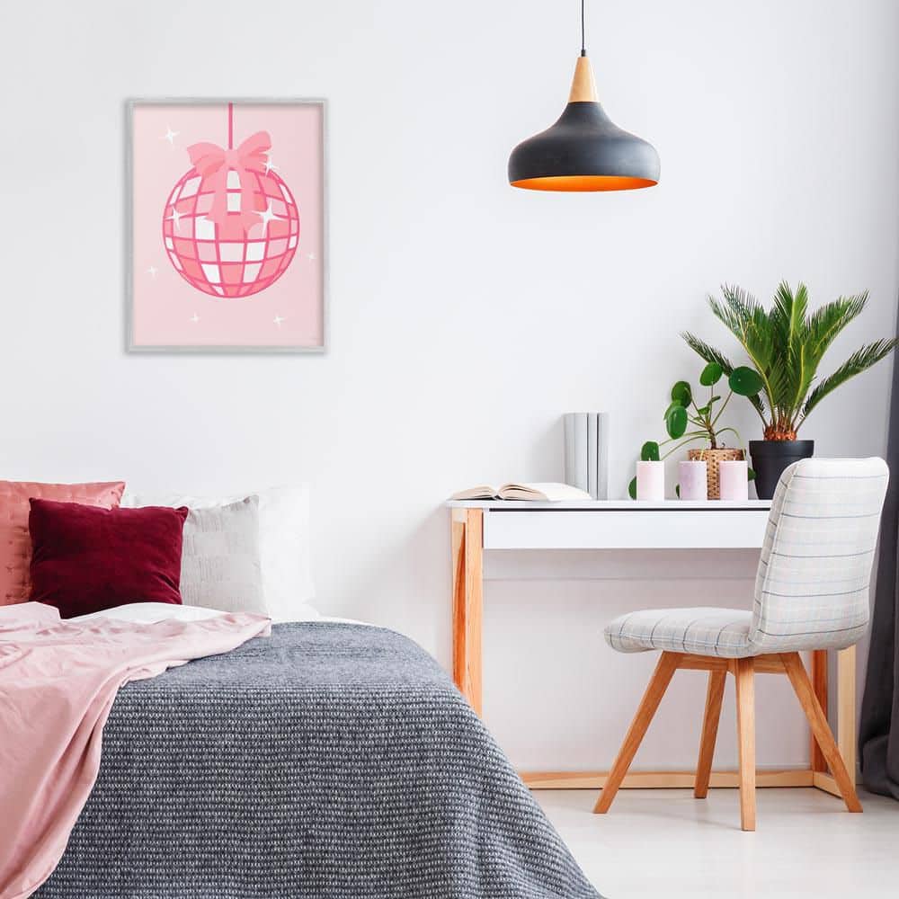 Stupell Industries Pink Disco Ball with Ribbon by Natalie Carpentieri ...