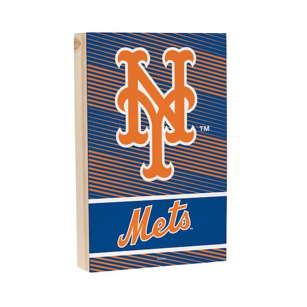 Evergreen New York Mets 8 in. x 12 in. Team Color Stripes Wood Plock ...