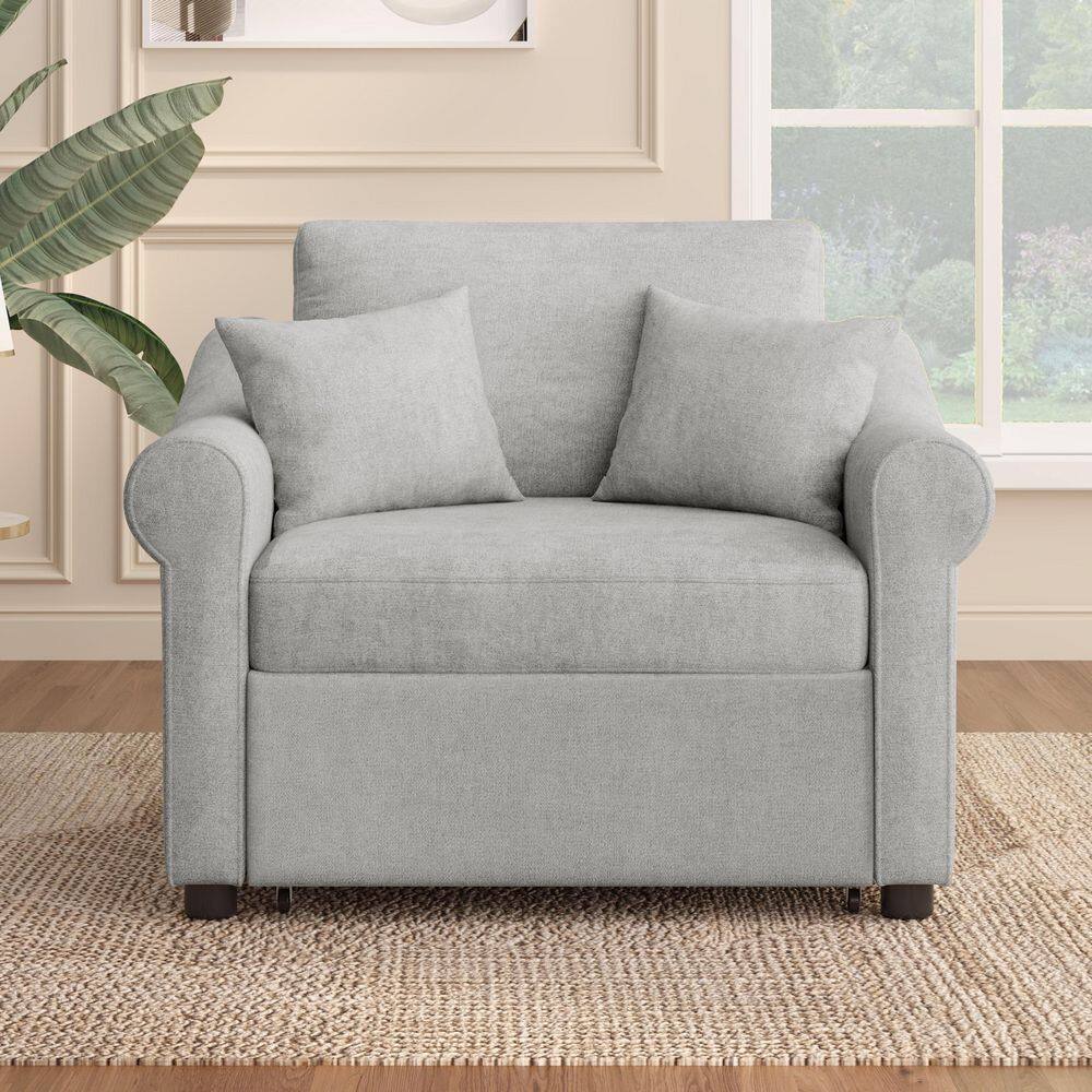 Noble House Diana Gray 40.2 in. Chenille Upholstered Accent Chair with ...