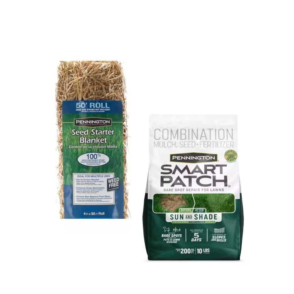 Pennington 4 ft. x 50 ft. Wheat Straw Germination Blanket and 10 lb ...
