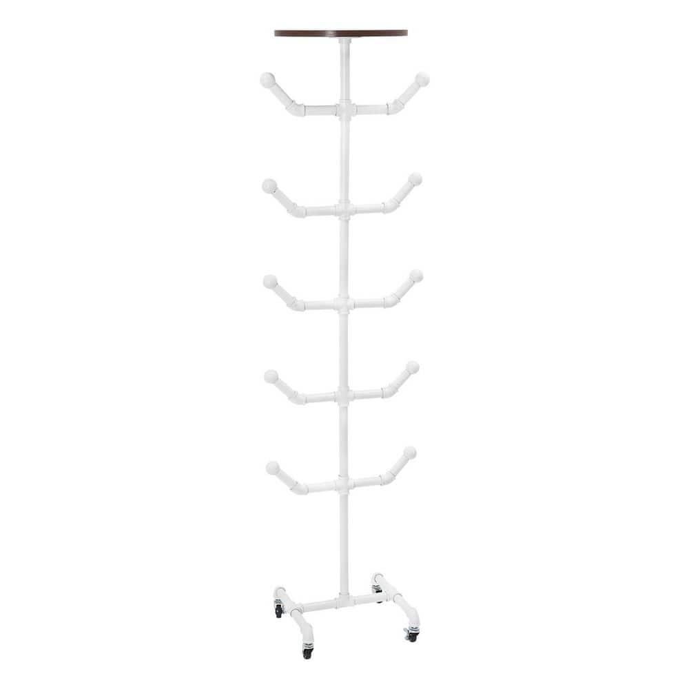 YIYIBYUS 65 in. H, White Free Standing Coat Rack 10 Hooks Clothes Rack ...
