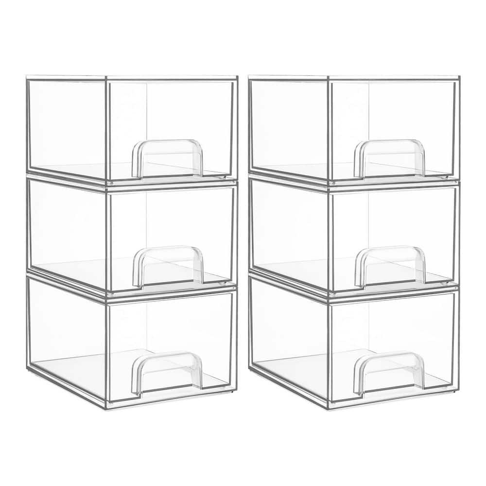 Afoxsos Clear 6in x 4.4in Acrylic Stackable Storage Drawers Set of 6 ...