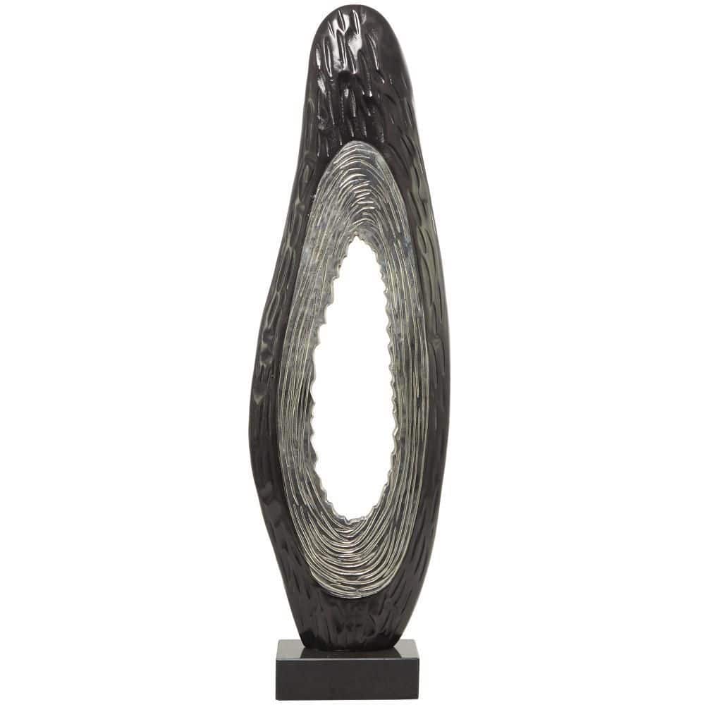 Litton Lane 5 in. x 50 in. Black Aluminum Teardrop Abstract Sculpture ...