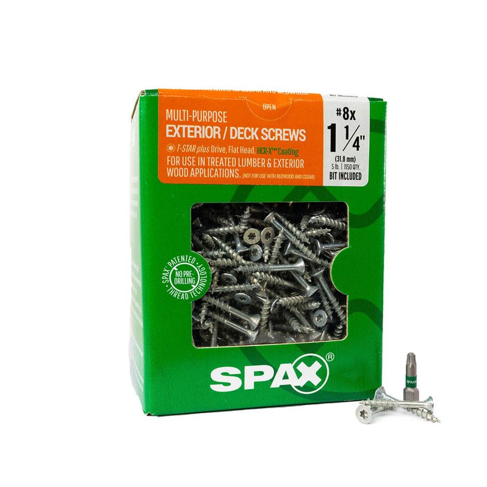 SPAX #8 x 1-1/4 in. Exterior Flat Head Deck Wood Screws Construction ...