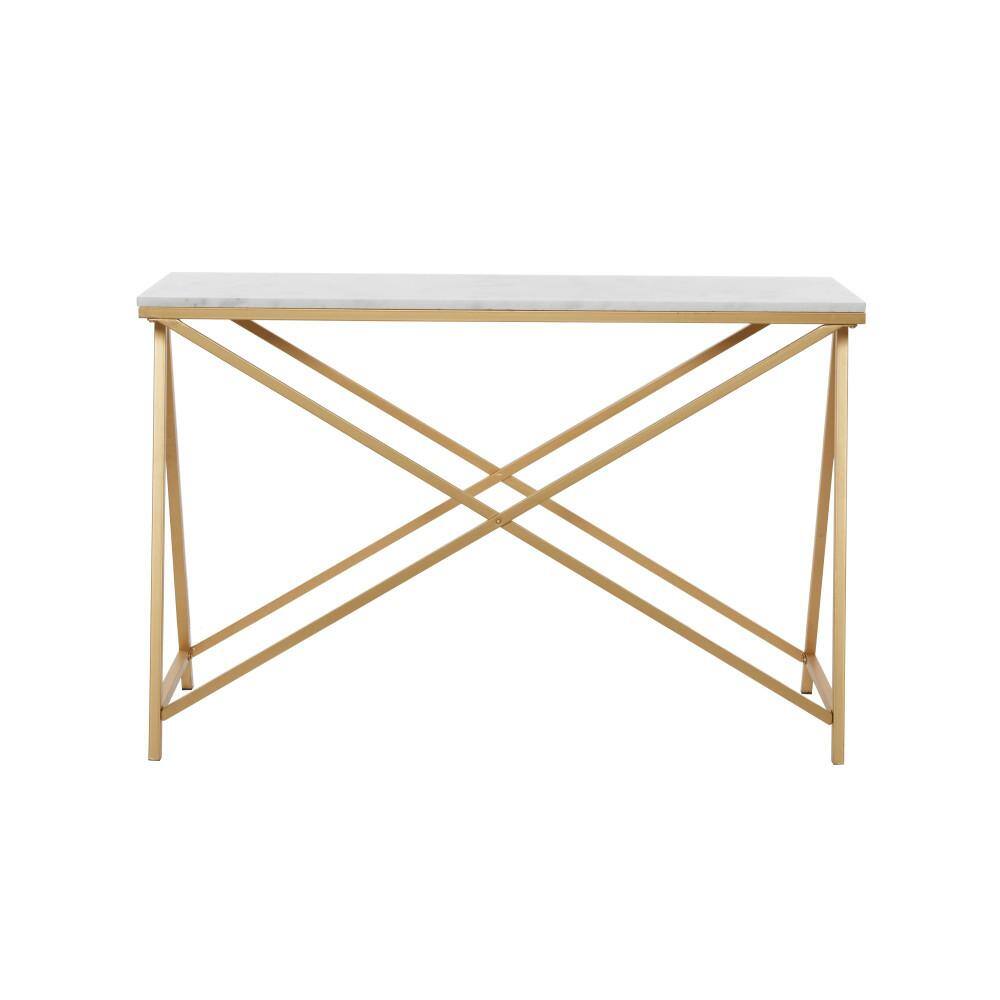Litton Lane 47 in. White Extra Large Rectangle Metal Console Table ...