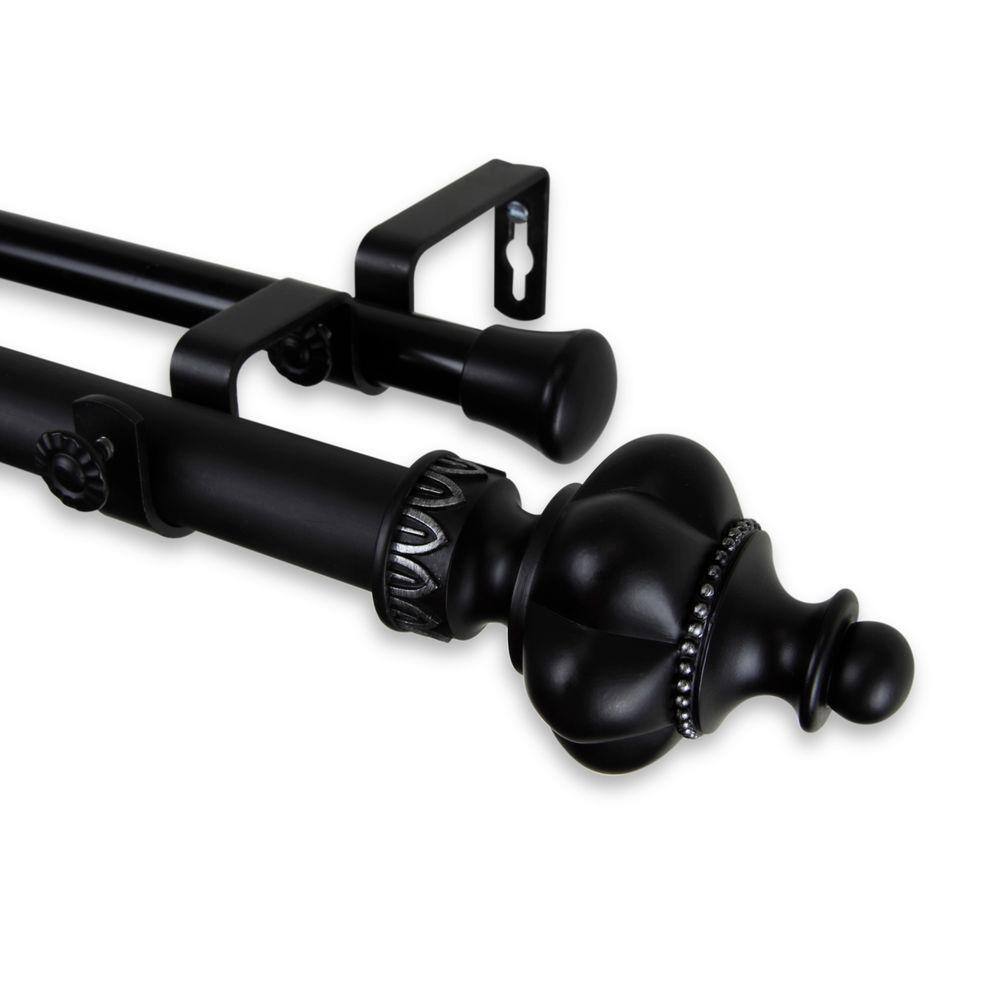 Rod Desyne 120 in. - 170 in. Telescoping 1 in. Double Curtain Rod Kit ...