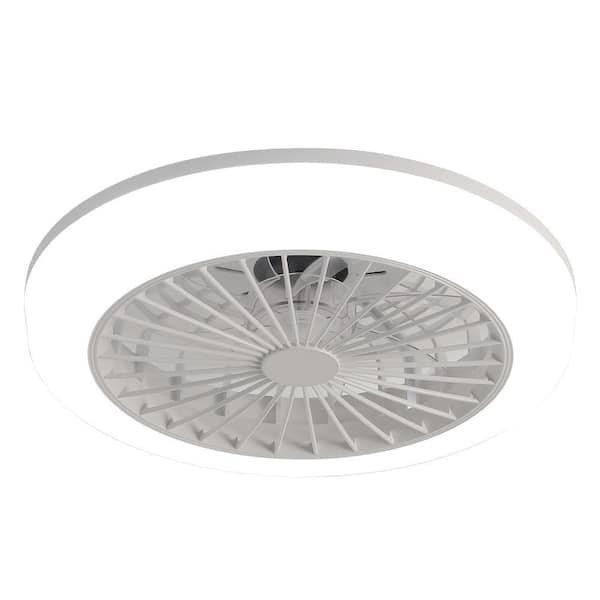 Jushua 18 in. White Low Profile Flush Mount Bladeless Standard Ceiling ...