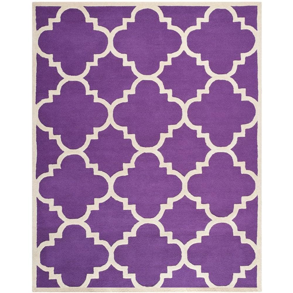SAFAVIEH Cambridge Purple/Ivory 8 ft. x 10 ft. Border Geometric ...