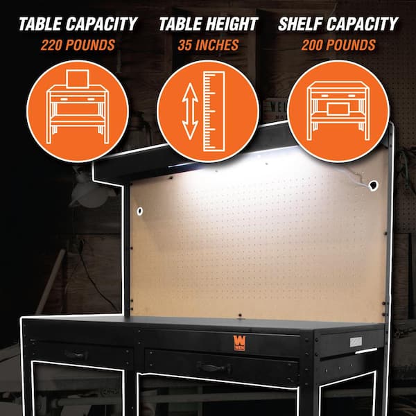 Workbench with light store