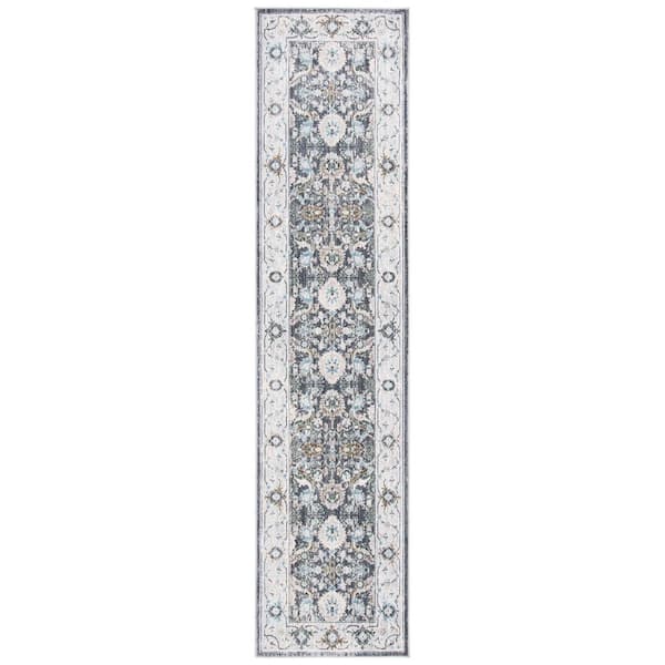 SAFAVIEH History 2 ft. x 8 ft. Light Gray/Dark Gray Oriental Border ...