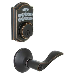 Defiant Castle Aged Bronze Keypad Deadbolt with Naples Keyed Entry Door ...