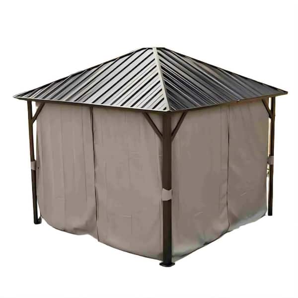 10 ft. x 10 ft. Hardtop Heavy Outdoor Gazebo Aluminum Gazebo with Steel ...
