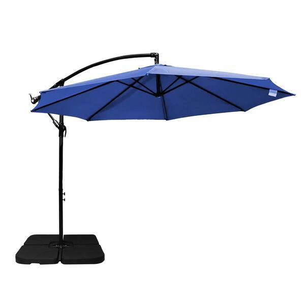 SUNRINX 10 ft. Steel Cantilever Offset Patio Umbrella in Blue with ...