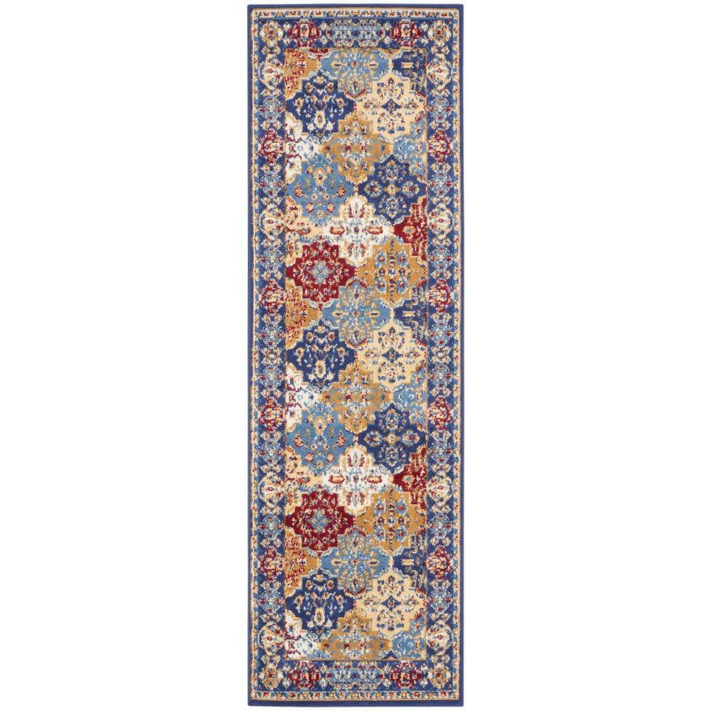 Nourison Grafix Multicolor 2 ft. x 8 ft. Persian Medallion Traditional ...