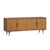 Welwick Designs 60 in. Caramel Solid Wood Mid-Century Modern TV Stand with 4-Doors Fits TVs up ...