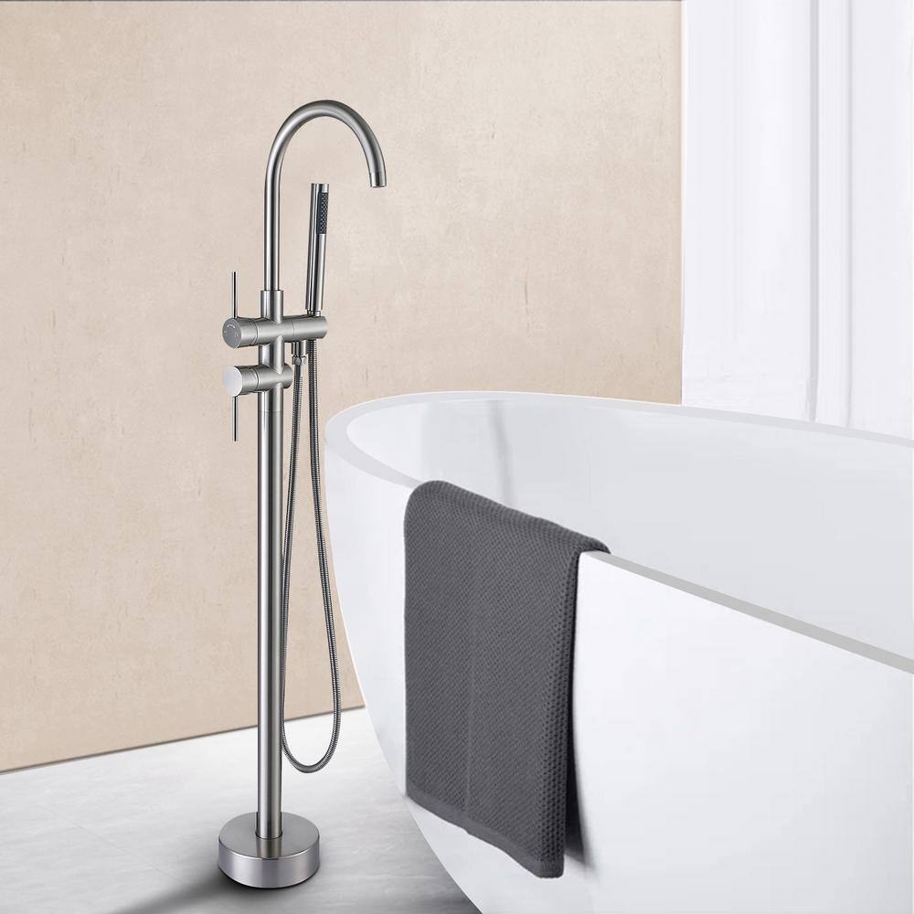 Satico 42-7/8 in. 1-Handle Freestanding Anti Scald Bathtub Faucet with ...