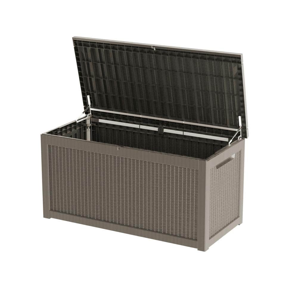 Yardgrace 260 Gal. Gray Outdoor Resin Waterproof Deck Box with Lockable ...