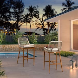 PURPLE LEAF Modern Aluminum Plaid Wicker Woven Counter Height Outdoor ...