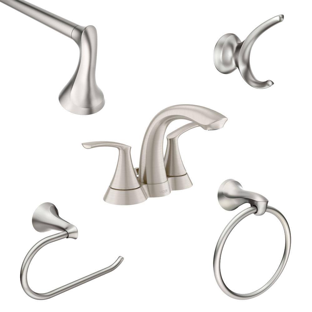 MOEN Darcy 4 in. Centerset 2-Handle Bath Faucet Combo Kit with 4-Piece ...