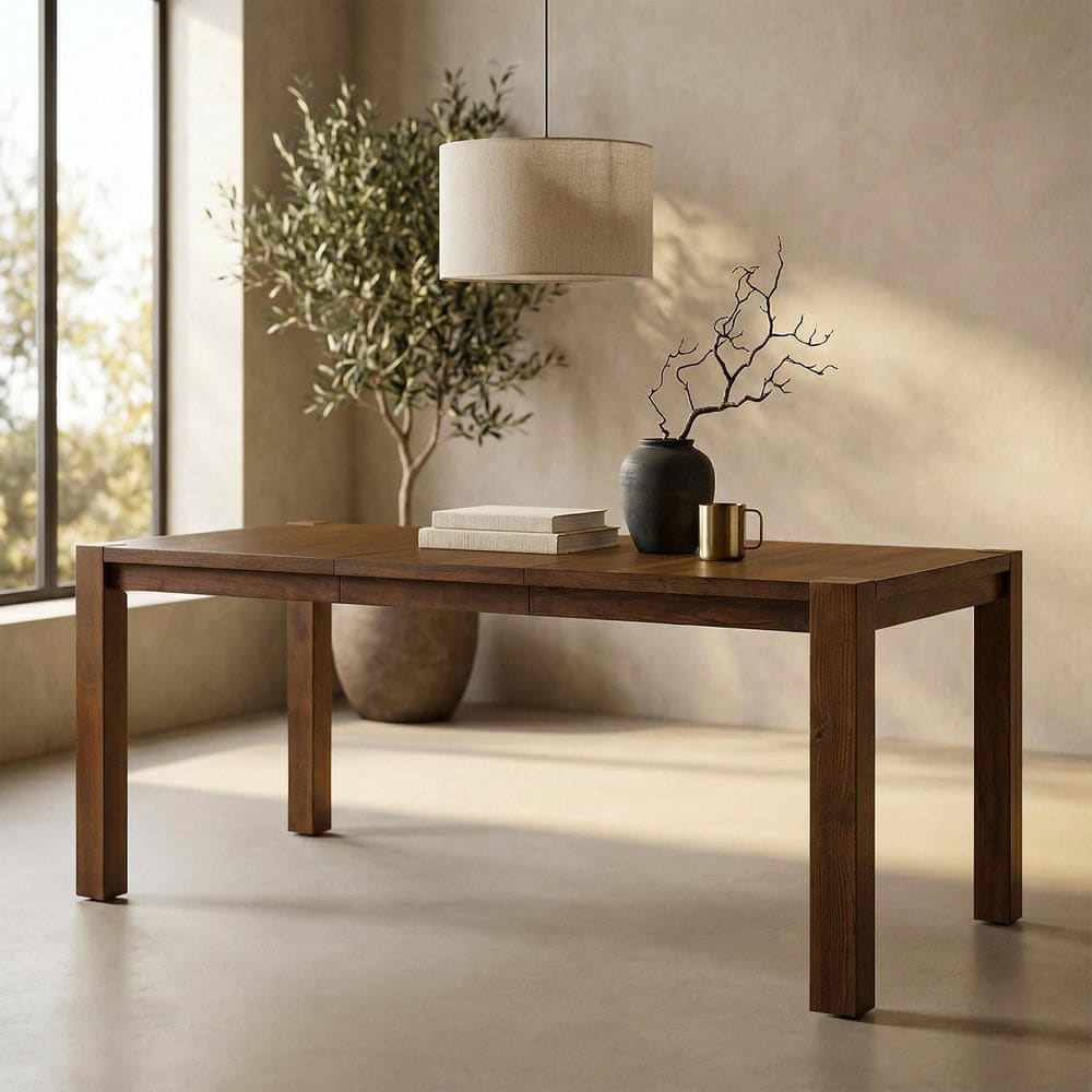 Morden Fort 80" W Expandable Dark Brown Wood Top 4 Legs Dining Table ...