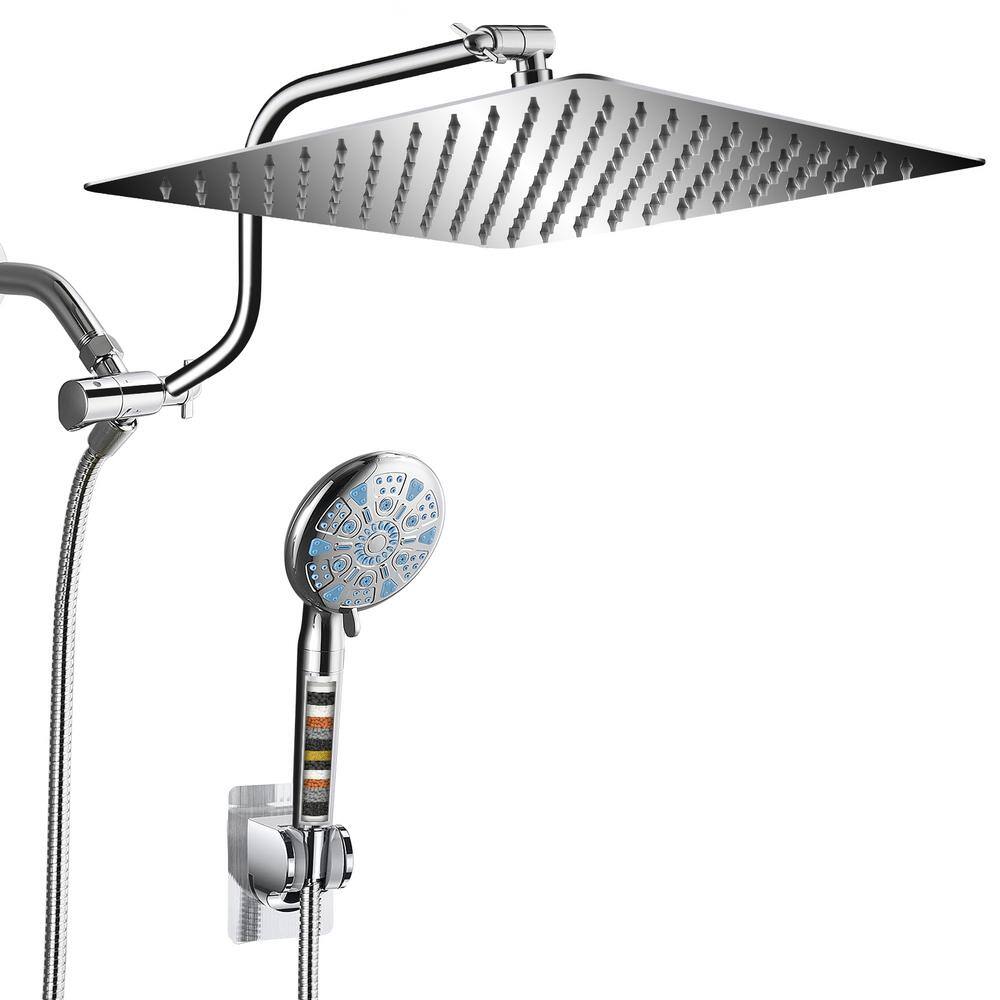 Heemli 9-Spray Rainfull 2-in-1 Patterns Adjustable Fixed Shower Head ...
