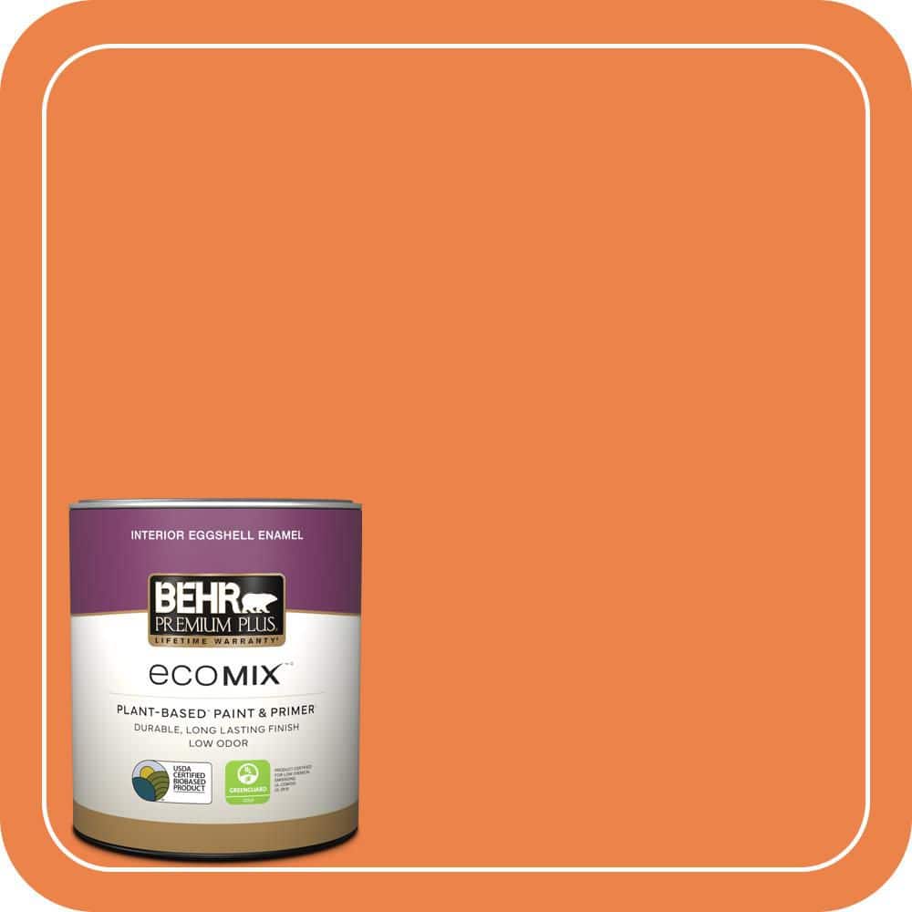 BEHR PREMIUM PLUS 1 qt. #240B-6 Orange Zest Eggshell Enamel EcoMix ...