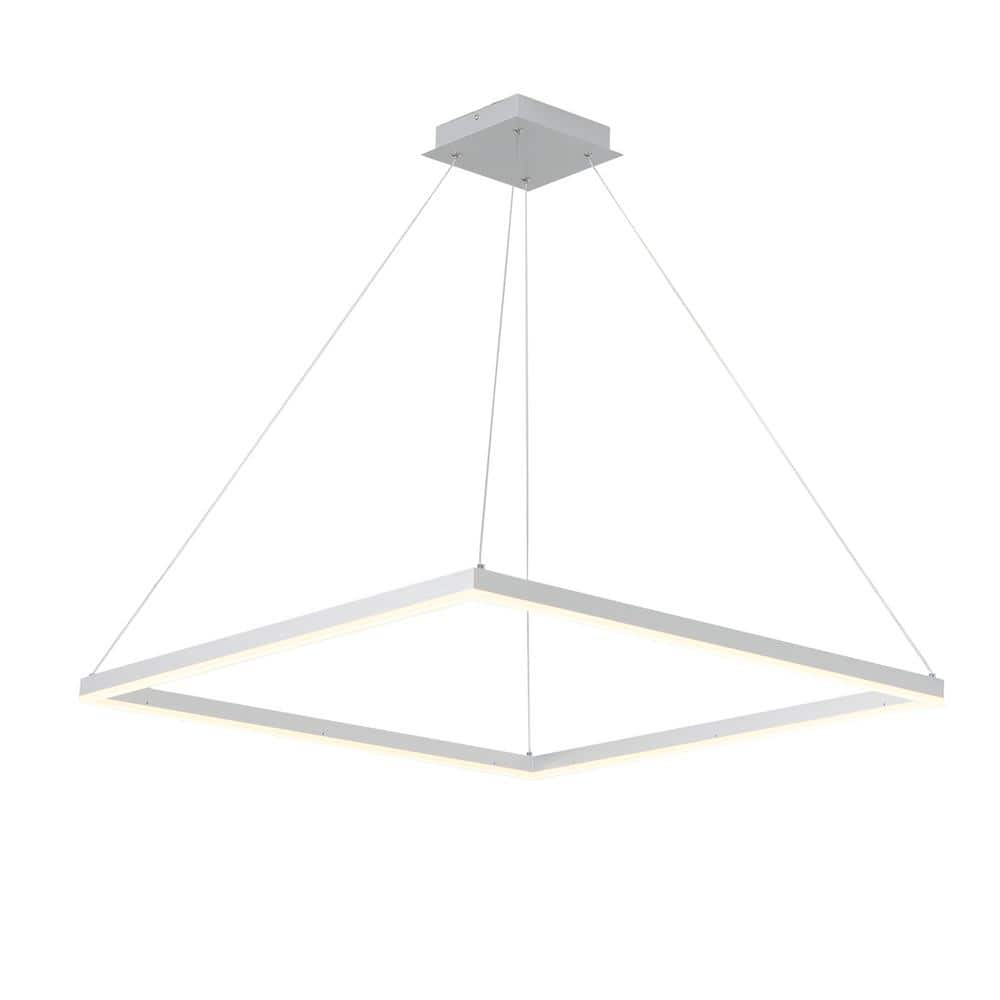 UMEILUCE 31.5 in. 1-Light Square Silver Integrated LED Dimmable Pendant ...