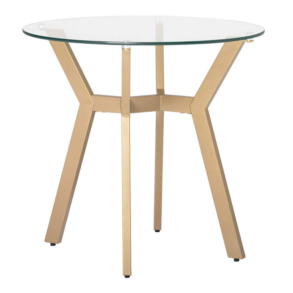 Studio Designs Home Archtech 24 in. Gold Modern 3-Leg Round End Table ...