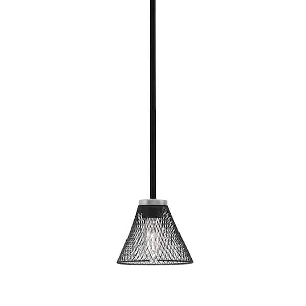 Elonia 100-Watt 1 Light Matte Black & Graphite Stem Mini Pendant Light ...