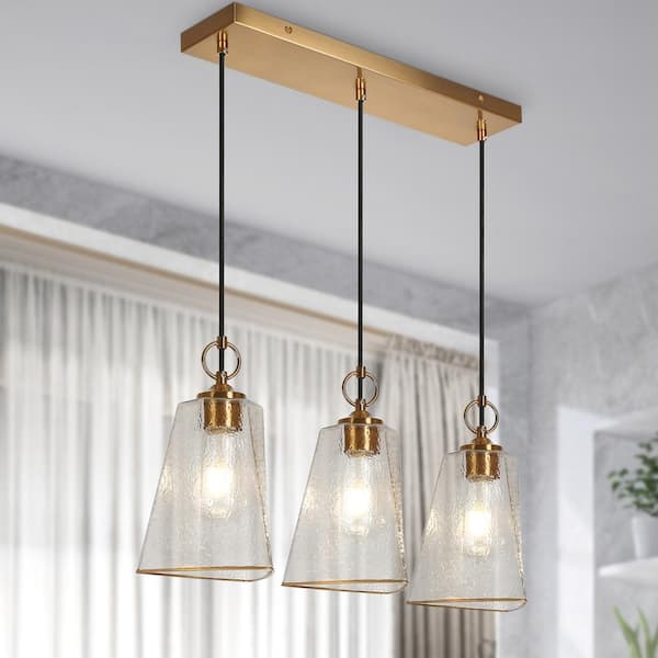 Zevni 44 in. 5-Light Brass Gold Dining Room Linear Zevni 44 in. 5-Light Brass Gold Dining Room Linear