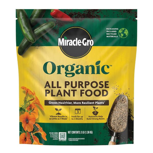 Miracle-Gro Organic All Purpose Plant Food 3 lb. For Outdoor Container and In-Ground Plants ...