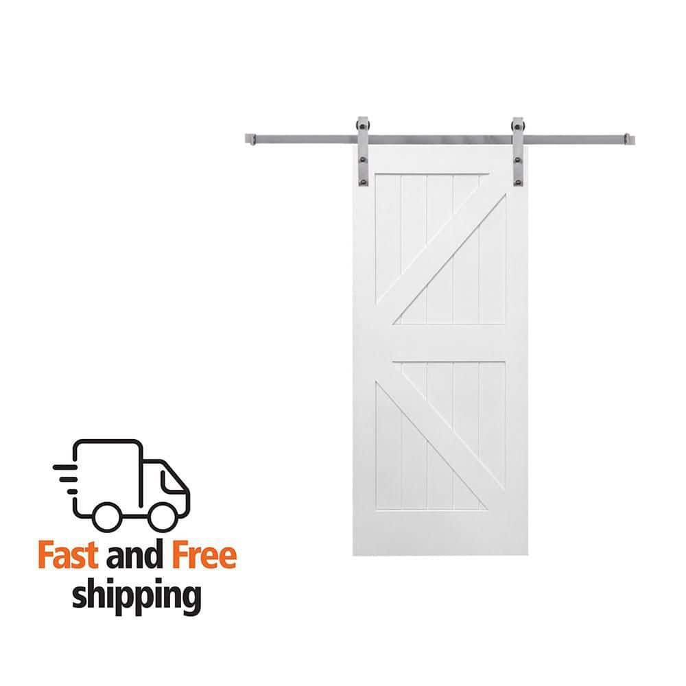 MMI DOOR 36 in. x 84 in. 2 Panel Primed K-Plank MDF Solid Core Assembly ...