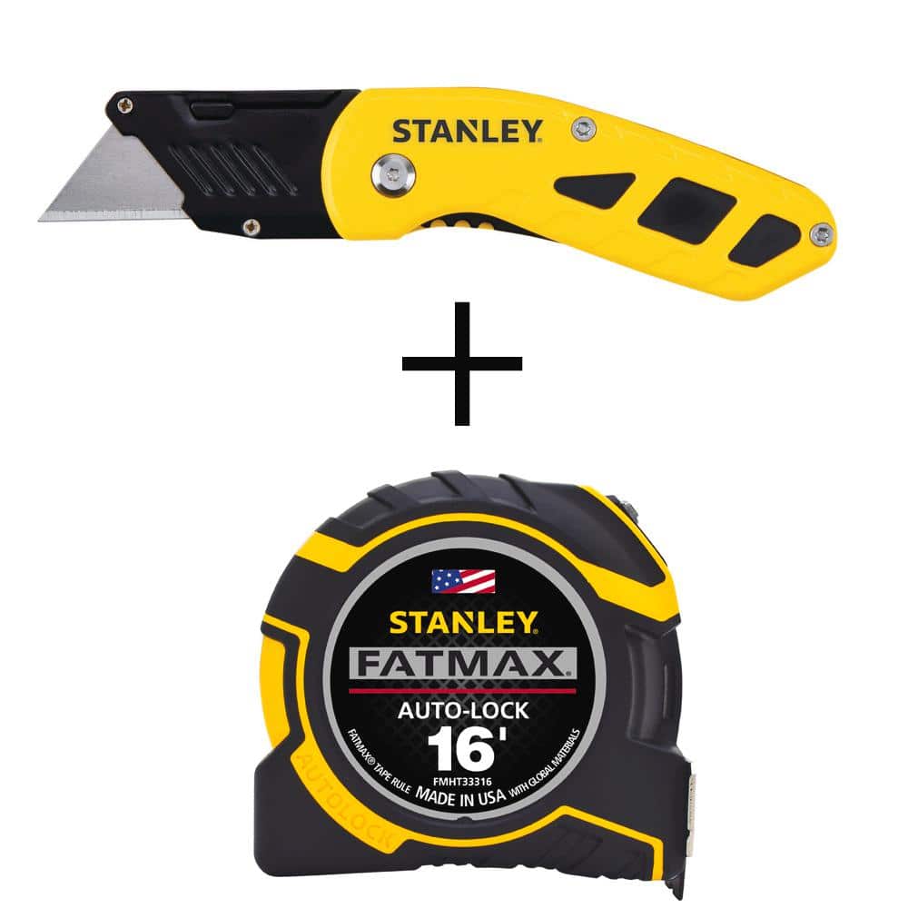 Stanley Compact Fixed Blade Folding Utility Knife and FATMAX 16 ft ...