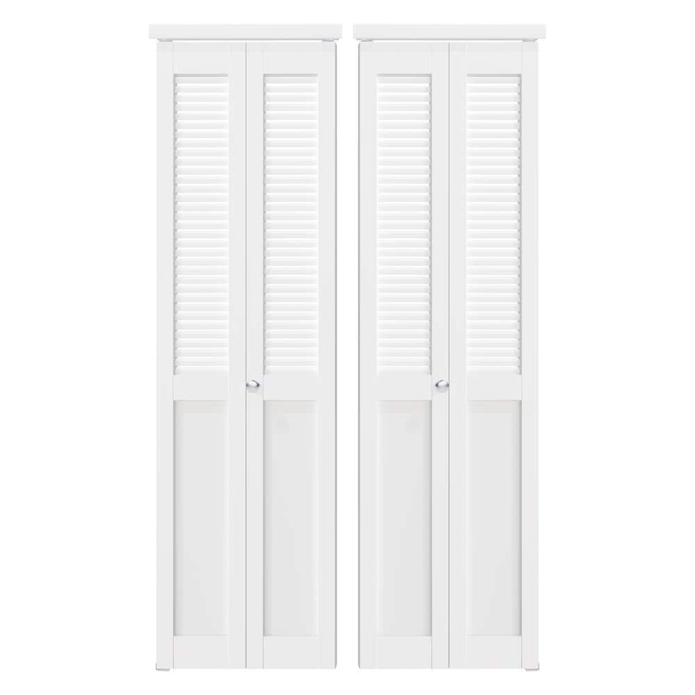 TENONER 48 in. W. x 80 in. Solid Core, MDF Wood, White, PVC Covering ...