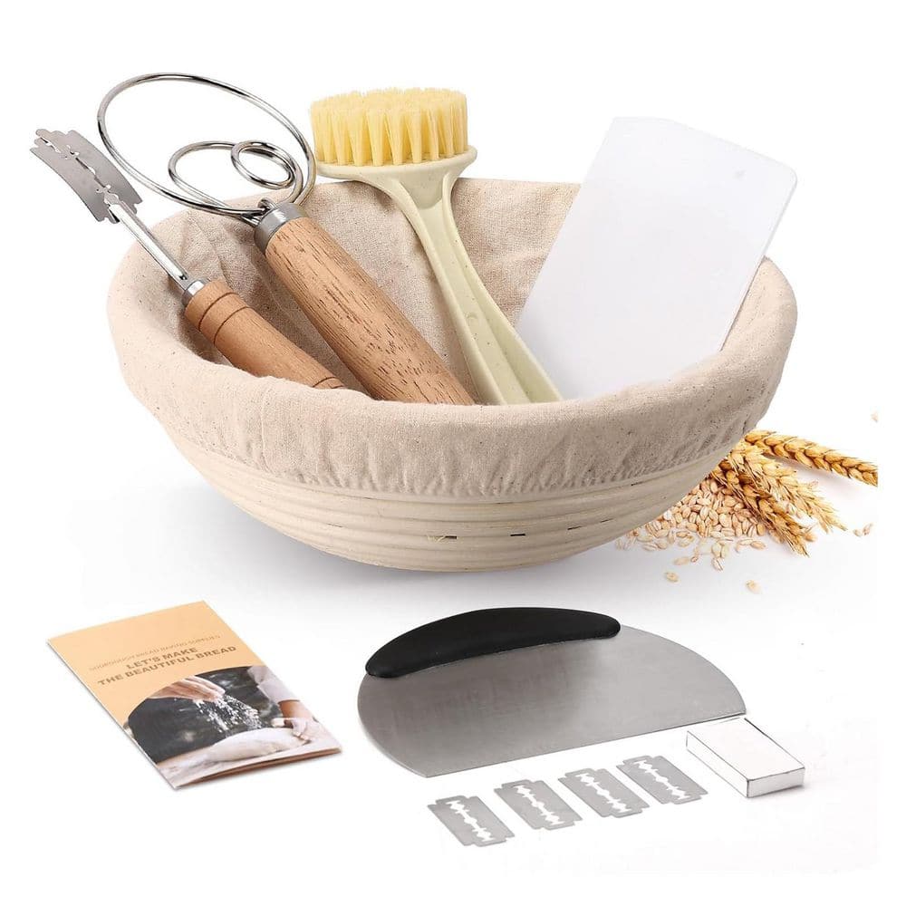 JFVKAF Sourdough Bread Baking Kit w/ 9 in. Round Banneton Basket, Cloth ...