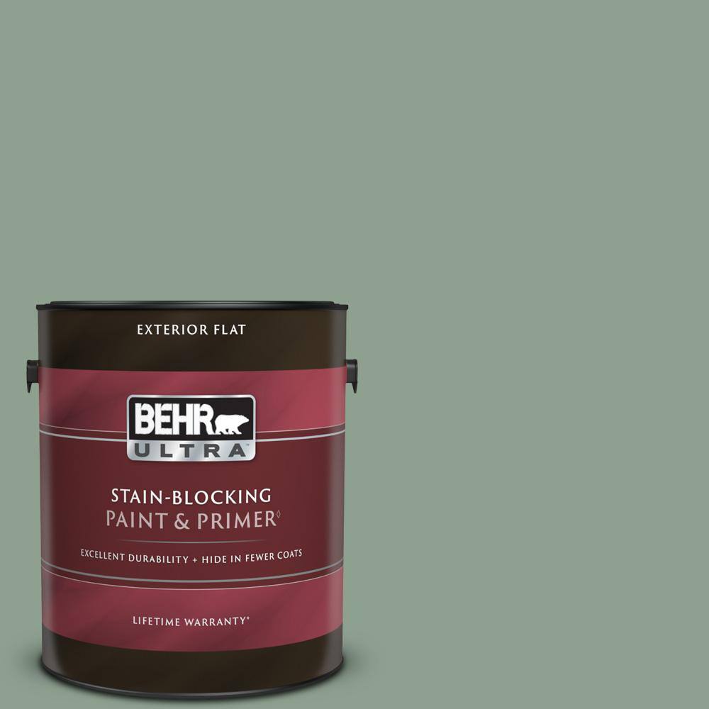 BEHR ULTRA 1 gal. #ECC-52-3 Hillside View Flat Exterior Paint & Primer ...