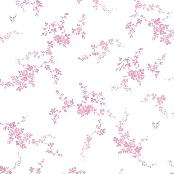 Shabby Chic Butterflies Pink Wallpaper 125107 - The Home Depot