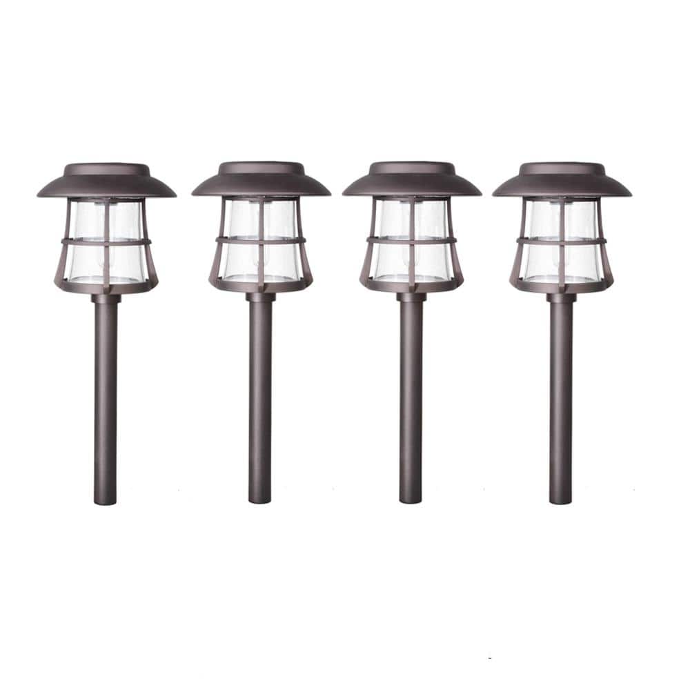 Hampton Bay Solar Bronze Diecast Outdoor Integrated LED 2700K 15 Lumens ...